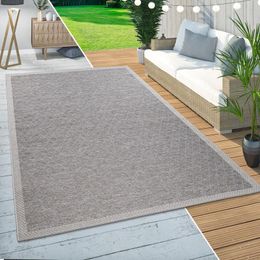 Paco Home In- & Outdoor Teppich Balkon Terrasse Küchenteppich Rauten Muster Modern Beige 200 cm Rund