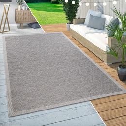 Paco Home - In- & Outdoor Teppich Balkon Terrasse Küchenteppich Rauten Muster Modern Beige 160 cm Rund