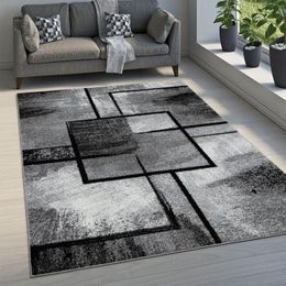 Teppich Wohnzimmer Vintage Kurzflor Modernes Geometrisches Muster Abstrakt Grau 80x150 cm - Paco Home