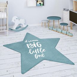 Paco Home - Kinderteppich Teppich Kinderzimmer Spielmatte Stern Rutschfest Blau Weiß 120 cm Stern-Form