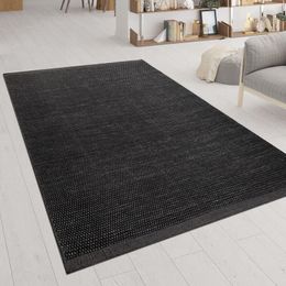 Handgewebter Teppich Flachgewebe Skandi Look Meliert Webmuster In Anthrazit 60x110 cm - Paco Home