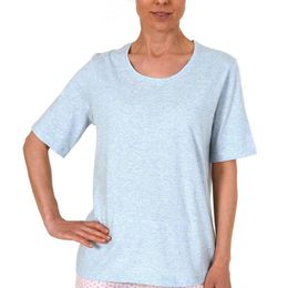 Normann Relaxanzug Damen Pyjama Shirt kurzarm Schlafanzug Oberteil Mix & Match unifarben