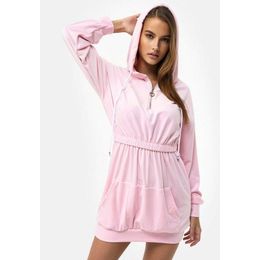 enflame Shirtkleid Long Oversized Hoodie Dress Nicki Velours Kapuzen Pullover Kleid (lang