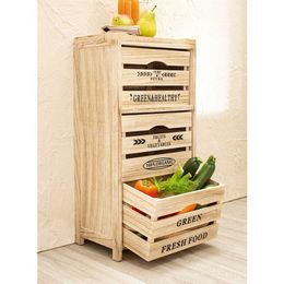 Dekoleidenschaft - Holz Kommode Food Storage für Obst & Gemüse, Küchenschrank
