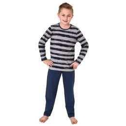 Normann Pyjama Jungen Pyjama lang mit coolem Streifen-Muster