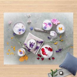 MICASIA Vinyl-Teppich - Essbare Blüten mit Lavendelzucker - Querformat 3:4 Größe HxB: 90cm x 120cm