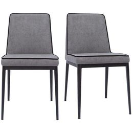 Miliboo - Designer-Stuhl im grauen strukturiertem Samtdesign 2er-Set london - Dunkelgrau