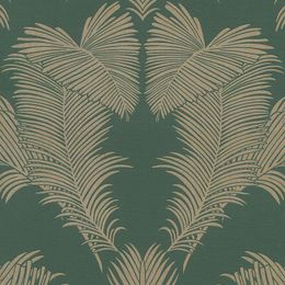 Natur Tapete Profhome 379595 Vliestapete strukturiert mit Palmen glänzend grün gold 5,33 m2 - grün