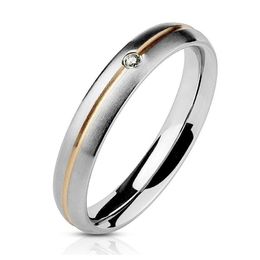 BUNGSA Fingerring Ring zweifarbig Silber aus Edelstahl Damen (Ring