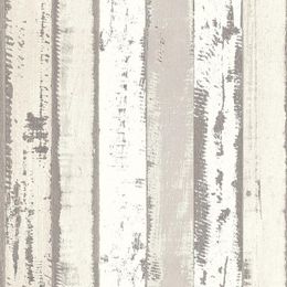 A.S. Création Shabby Chic Tapete im Landhausstil | Vintage Tapete in Holzoptik in Weiß | Vlies Holztapete ideal für Schlafzimmer und Badezimmer - Grau, Weiß