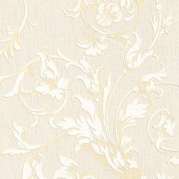 Vlies Textiltapete elegant Französische Ranken Vliestapete in Crème weiß für Schlafzimmer und Wohnzimmer Helle Textil Tapete mit Ornament floral