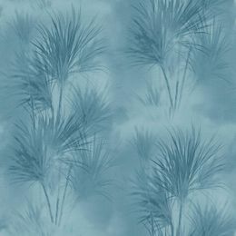 A.S. Création Blaue Tapete mit Palmen | Tropische Vliestapete mit Farn Muster in Dunkelblau für Schlafzimmer und Wohnzimmer | Vlies Palmentapete modern - Blau