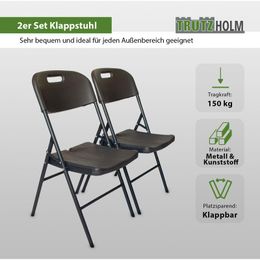 TrutzHolm - 2er Set Klappstuhl grau Holzoptik Gartenstuhl Campingstuhl Balkonstuhl