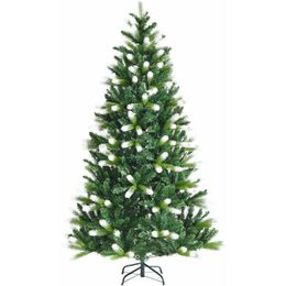 Goplus - 180 cm Künstlicher Weihnachtsbaum, Christbaum mit Schnee, Tannenbaum, Stabil mit Metallstaender, Kunsttanne, Wiederverwendbar, Platzsparende