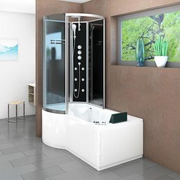 AcquaVapore Kombination Whirlpool Dusche K50-R32-WP Duschkabine Wanne 100x170 cm - Schwarz