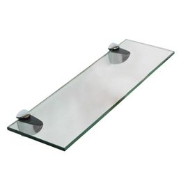 Glasablage, Glasregal ideal für Bad, Dusche und zur modernen Dekoration mit Halterung aus Edelstahl 50 x 10 x 0,6 cm, Klarglas - Melko