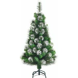 120 cm Künstlicher Weihnachtsbaum, Christbaum mit Schnee, Tannenbaum mit Metallstaender, Kunsttanne, 160 Spitzen, Wiederverwendbar, für Weihnachten,