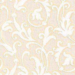 Vlies Textiltapete in Crème Weiß Elegante Tapete mit Ornament floral ideal für Schlafzimmer und Esszimmer Helle Textil Vliestapete mit Ranken