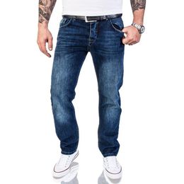 Rock Creek Straight-Jeans Herren Jeans Stonewashed Dunkelblau RC-2140