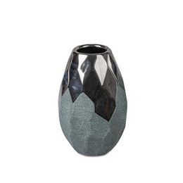 Small-Preis Dekovase Formano Vase Tischvase rund in Petrol / Silber in 2 Formen wählbar