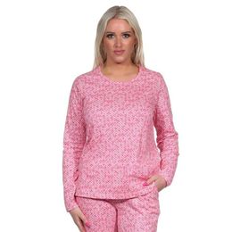 Normann Relaxanzug Damen Pyjama Shirt langarm Oberteil Mix & Match in Herz Tupfen Optik