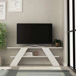 Farfalla Moderner TV-Ständer Multimedia-Center TV-Element Weiß Mit Einlegeböden 120cm - White - Decortie