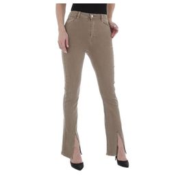 Ital-Design Destroyed-Jeans Damen Freizeit Stretch Bootcut Jeans in Beige