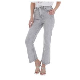 Ital-Design High-waist-Jeans Damen Freizeit Stretch Bootcut Jeans in Hellgrau