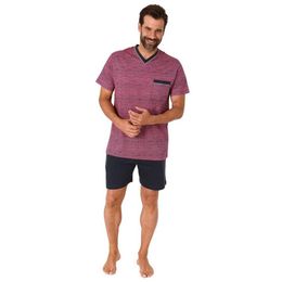 Normann Pyjama Herren Schlafanzug kurzarm Shorty Pyjama in Optik