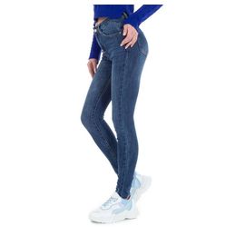 Ital-Design Skinny-fit-Jeans Damen Retro Stretch Skinny Jeans in Blau
