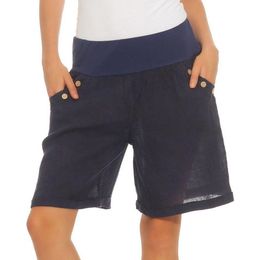 Mississhop Leinenhose Damen Shorts Leinenshorts Bermuda 100 % Leinen kurze Hose 280 mit elastischem Bund