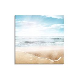 Pixxprint Glasbild Wunderschöner weißer Sandstrand