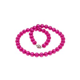 Bella Carina Perlenkette Kette mit pink farbenen glänzenden Polaris Perlen 10 mm Durchmesser