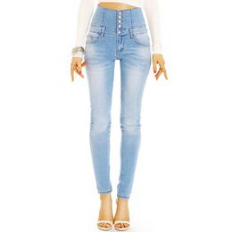 be styled High-waist-Jeans High Waist Röhrenjeans mit langer Knopfleiste