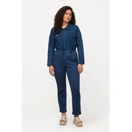 Ulla Popken Regular-fit-Jeans Jeans-Boilersuit Jeans-Overall Hemdkragen Langarm