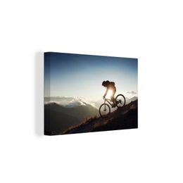 OneMillionCanvasses® OneMillionCanvasses® Leinwandbild Radfahren mit dem Mountainbike vom Berg aus