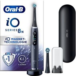 Oral-B Elektrische Zahnbürste iO 8, Aufsteckbürsten: 2 St., mit Magnet-Technologie, 6 Putzmodi, Farbdisplay & Reiseetui, schwarz