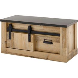 Home Affaire Sitzbank SHERWOOD, modernes Holz Dekor, mit Scheunentorbeschlag aus Metall, Breite 93 cm, braun