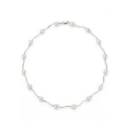 Firetti Perlenkette Schmuck Geschenk Halsschmuck Halskette Halsreif Collier Perle, Made in Germany - mit Süßwasserzuchtperle, silberfarben|weiß