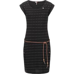 Ragwear Sommerkleid Tag Stripes Intl. leichtes Jersey Kleid mit Streifen-Muster, schwarz