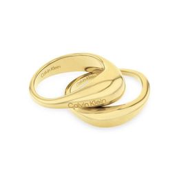 Calvin Klein Ring-Set Multipack Schmuck Edelstahl Fingerringe Ringset Damenringe DROPS (Set, 2-tlg), gelb|goldfarben