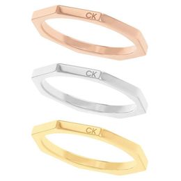 Calvin Klein Ring-Set Multipack Schmuck Edelstahl Fingerringe Ringset Damenringe SHAPES (Set, 3-tlg), gelb|goldfarben