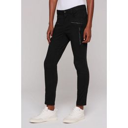 SOCCX Slim-fit-Jeans mit verkürztem Bein, schwarz