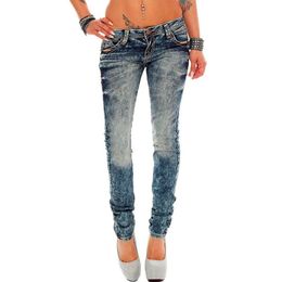 Cipo & Baxx Cipo & Baxx Regular-fit-Jeans Low Waist Hose BA-WD222 Coole Waschung Verzierte Gesäßtaschen