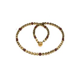 Bella Carina Perlenkette Kette mit Würfel Perlen aus Hämatit und rotem Jaspis