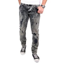 Vsct Destroyed-Jeans Vsct Jeans Herren Alec Slim Black Bleached Destroy Destroyed Männer-Hose Jeans Slim Fit