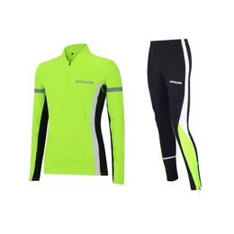 Airtracks Lauftights Herren Thermo Laufset: Funktions Laufshirt Lang + Laufhose Lang (Laufset