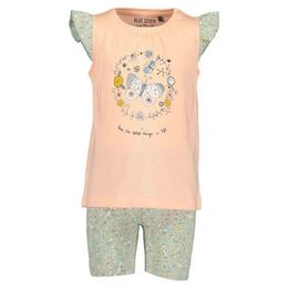 Blue Seven T-Shirt & Shorts Blue Seven Mädchen Set T-Shirt Shorts Caprihose SchmetterlingBlumen (Set