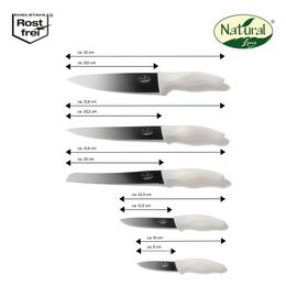 Stoneline Natural Line® Edelstahl-Messer-Set, 5-tlg., mit klappbarem Magnet-Messerblock, mit Griffen mit Stroh