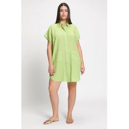 Ulla Popken Jerseykleid Hemdblusenkleid Oversized Hemdkragen Halbarm